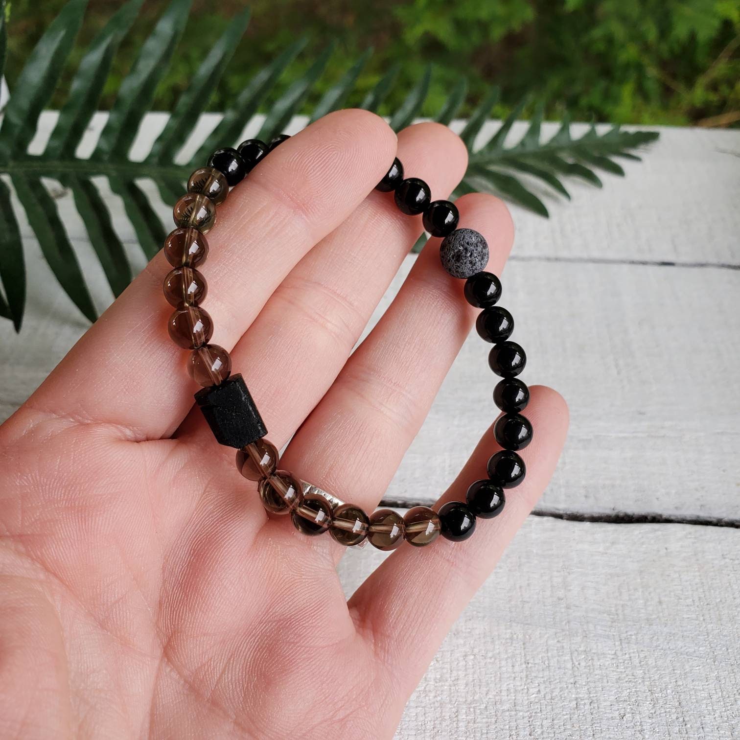 Protection and Grounding Bracelet Smoky Quartz and Black - Etsy