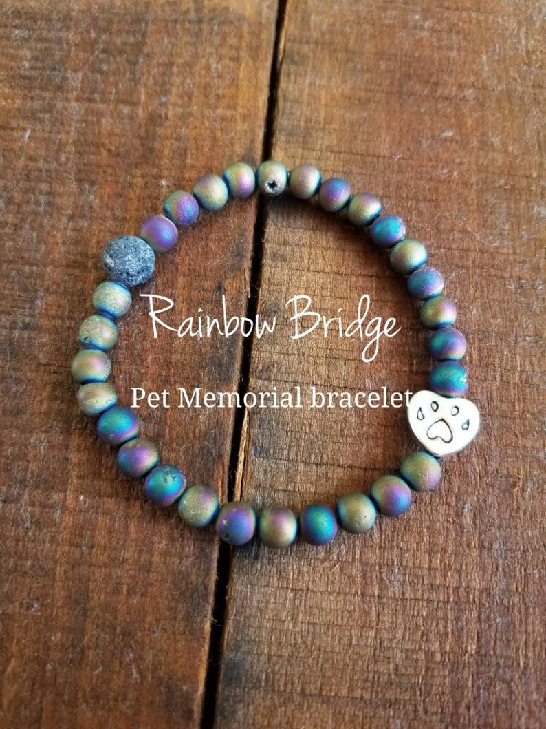 Rainbow Bridge Bracelet Memorial Pet Bracelet Rainbow Druzy - Etsy