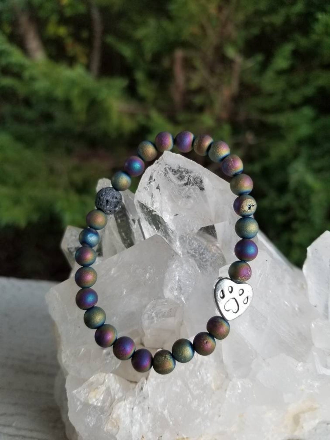 Rainbow Bridge Bracelet Memorial Pet Bracelet Rainbow Druzy | Etsy