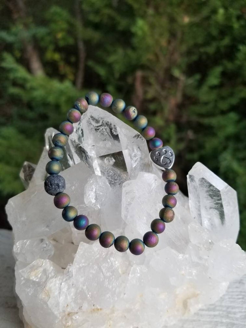 Rainbow Bridge Bracelet Memorial Pet Bracelet Rainbow Druzy - Etsy