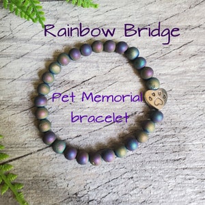 Rainbow Bridge Bracelet, Memorial Pet Bracelet, Rainbow Druzy Agate ...