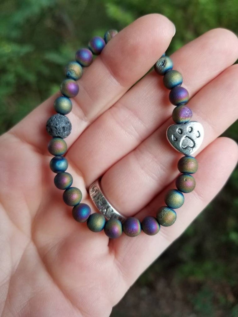 Rainbow Bridge Bracelet Memorial Pet Bracelet Rainbow Druzy - Etsy