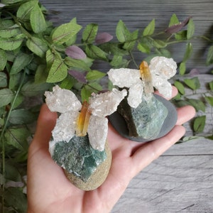 Butterfly Crystal Art, Butterfly Sculpture, Quartz, Golden Rainbow ...