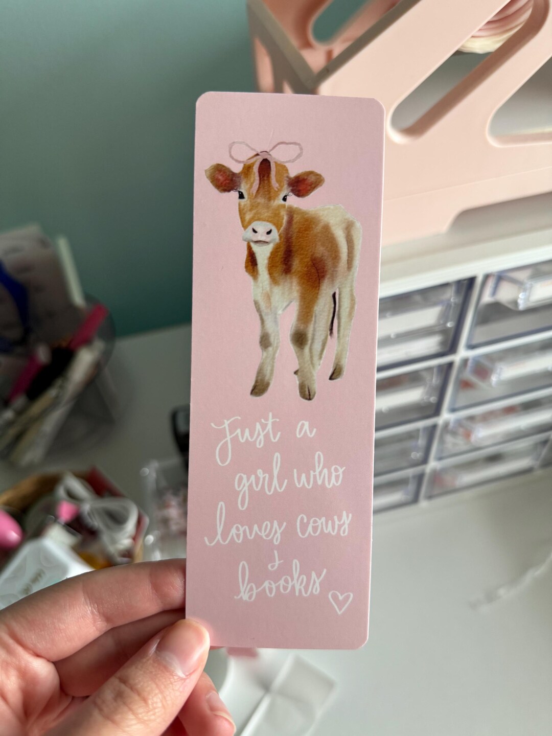 Watercolor Cow Bookmark Cute Christmas Gift Stocking Stuffer for Cow ...
