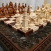 Chess Set Wooden Board Battle of Thrones Pieces Carved Wood Handmade ...