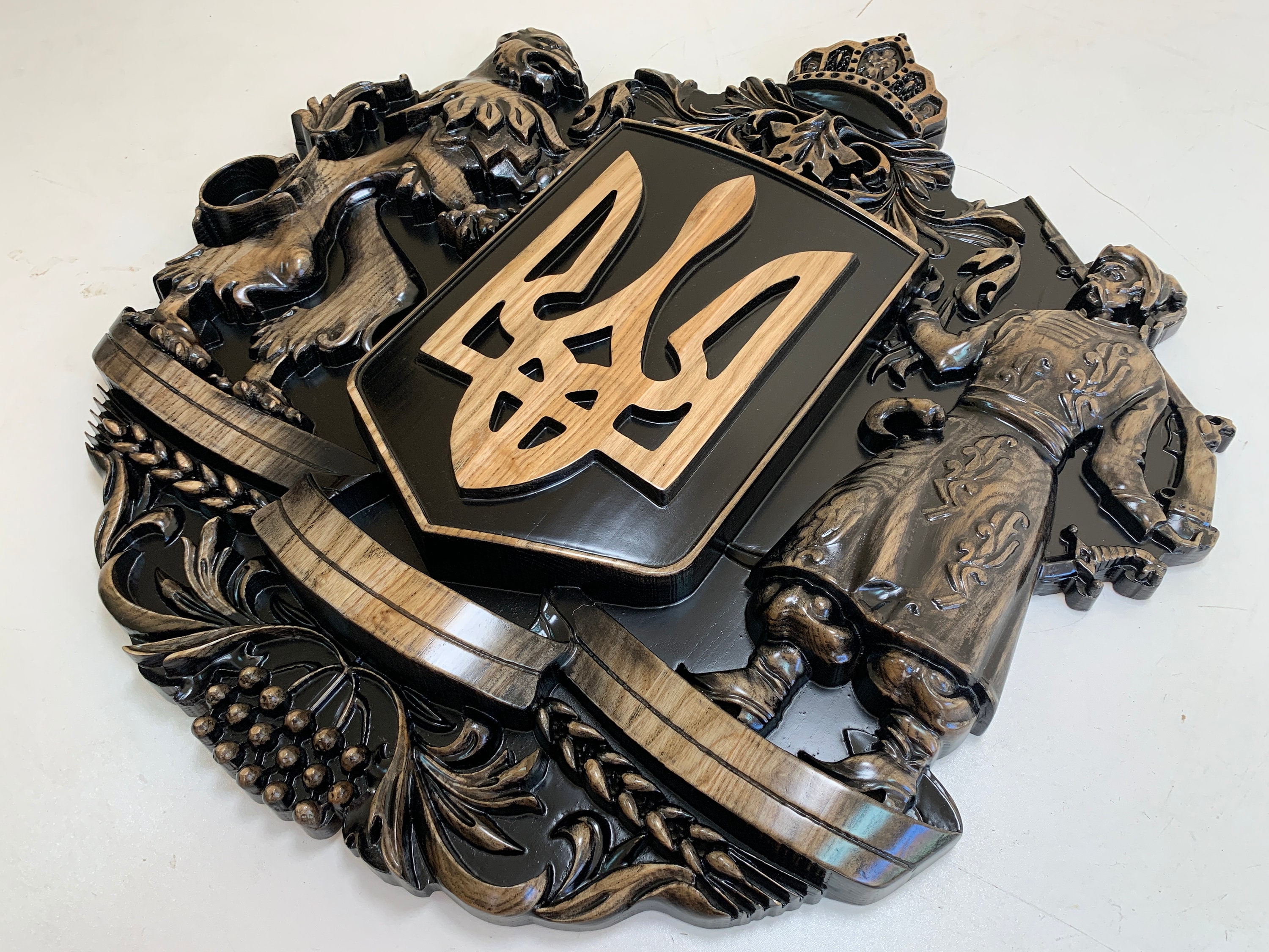 Wooden Wall Decor Coat of Arms of Ukraine - Symbols of Ukraine, LARGE ...