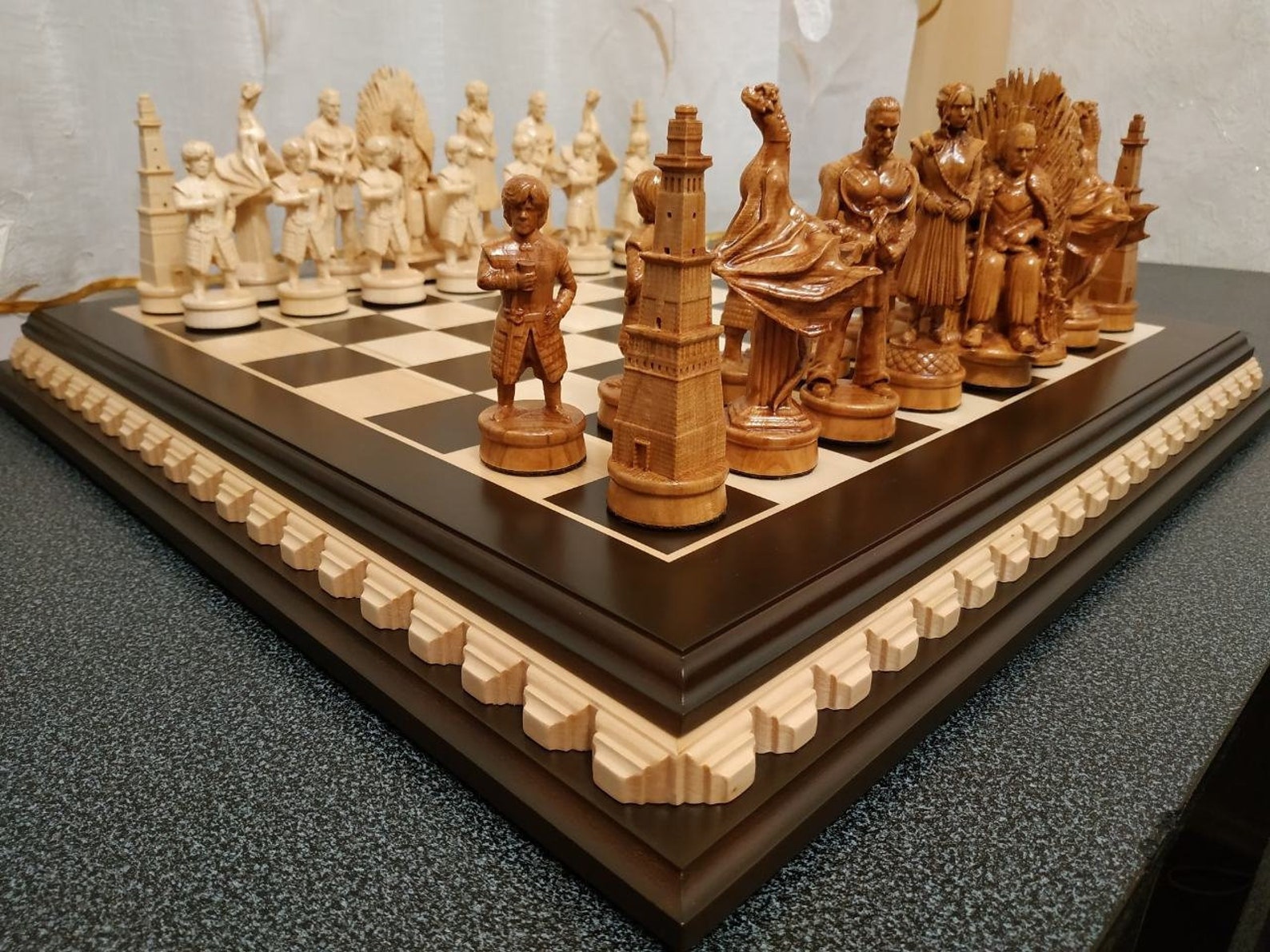 Wooden Chess set Game of Thrones board pieces | Etsy