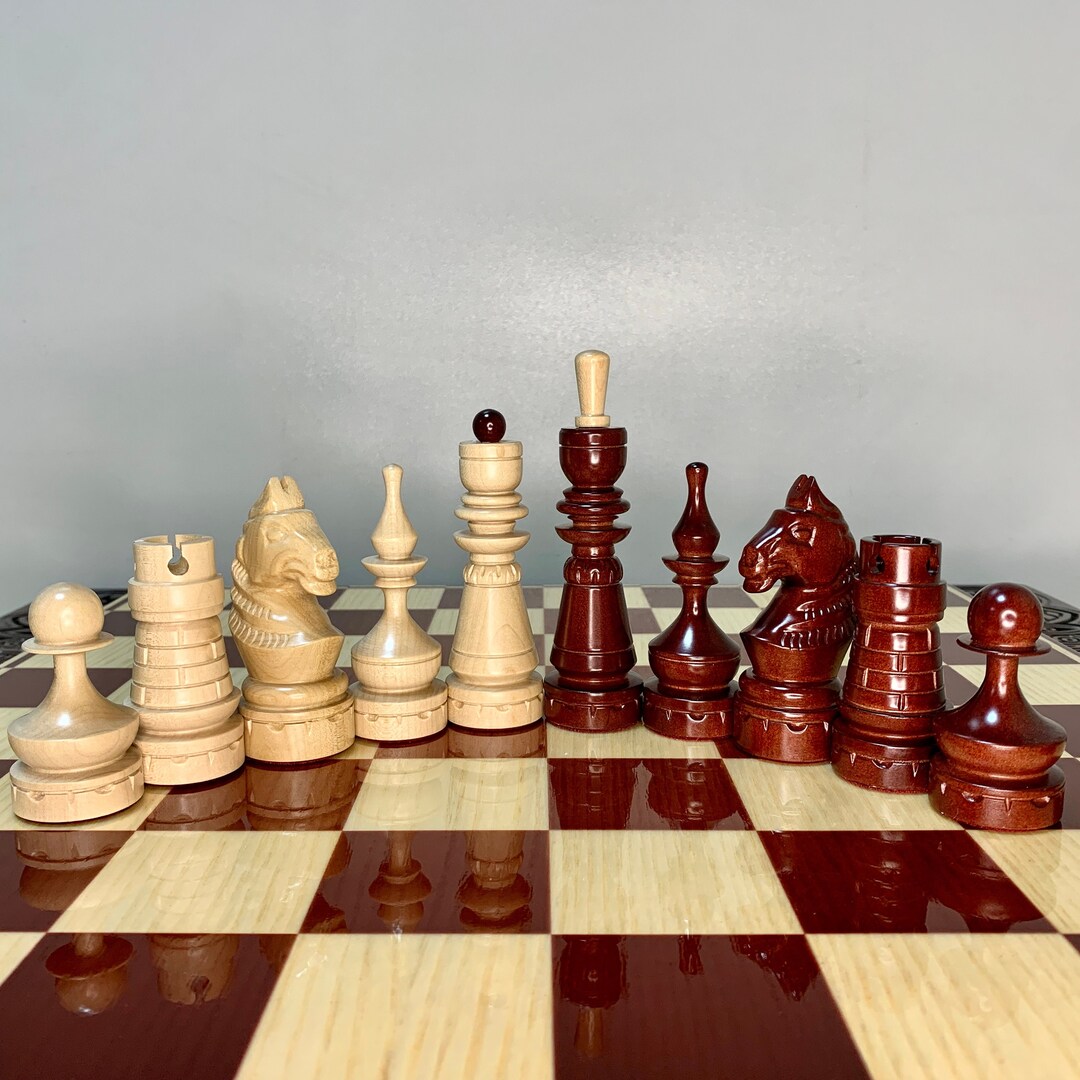 Chess Pieces , Super Gloss, Wooden Chess Board Set for Son, Family ...