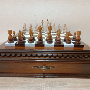 Chess Set Board With 2 Drawers for Storage Chess Pieces "classic Deluxe ...