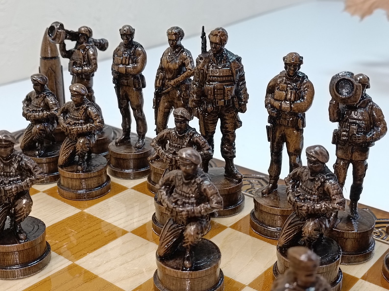 Chess Set "waves of Aspiration Ombre", Solid Ash Wood, Super Gloss ...