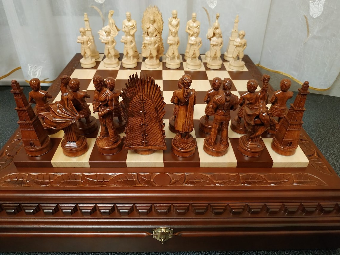 Wooden Chess set board with storage for chess pieces wood | Etsy
