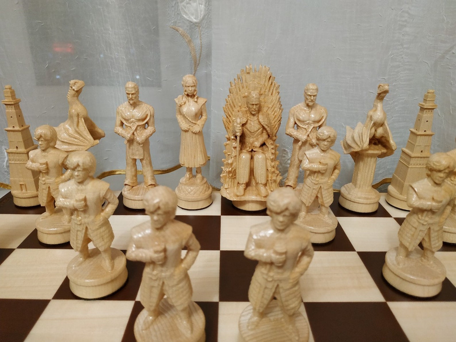 Wooden Chess Set battle of Thrones Board Pieces - Etsy