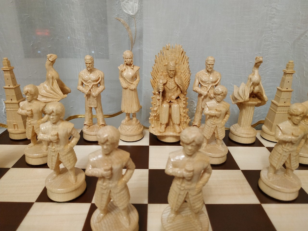Handmade Wooden Chess Set: Battle of Thrones Carved Pieces - Etsy