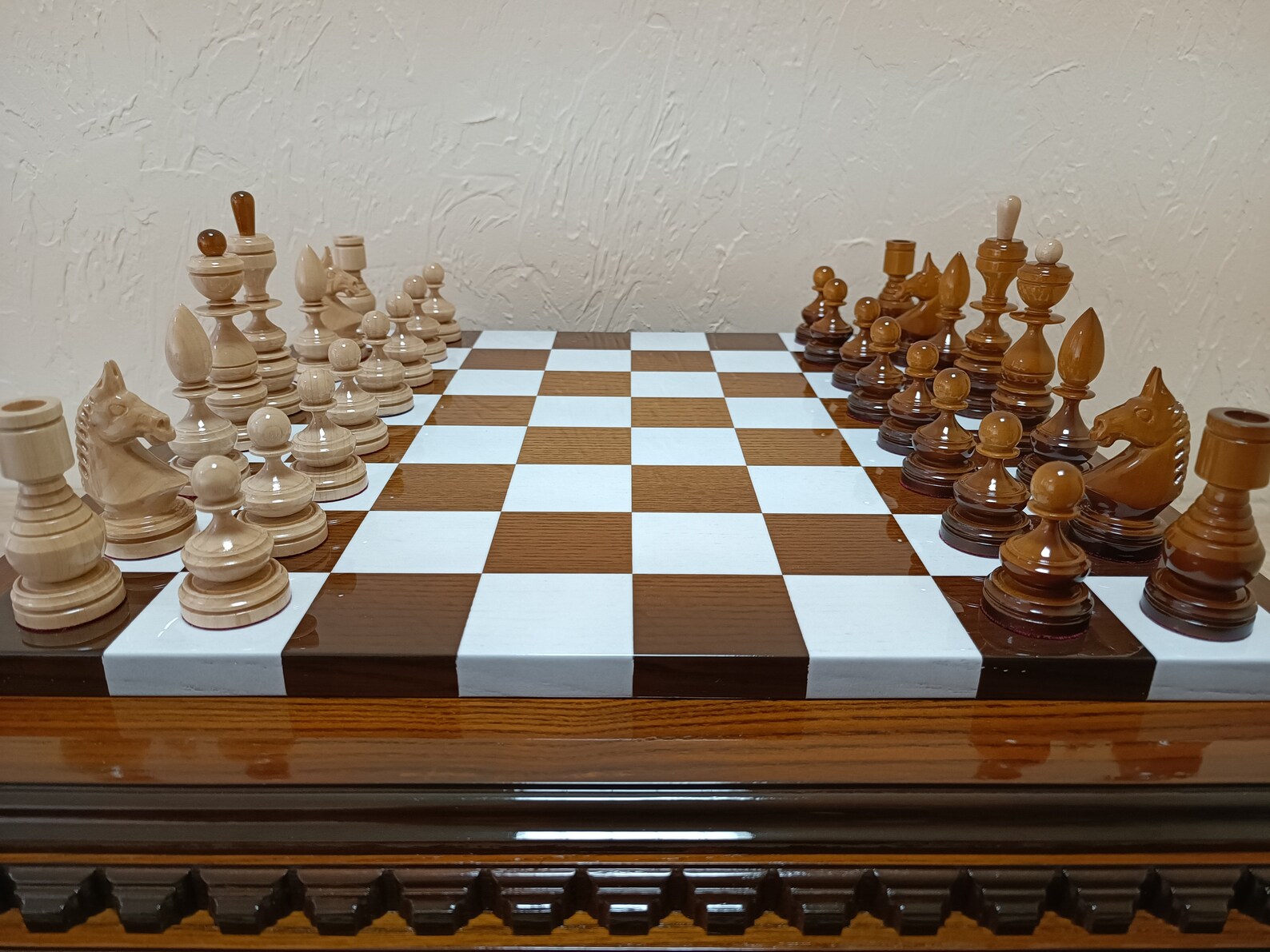 Chess Set Board With 2 Drawers for Storage Chess Pieces - Etsy
