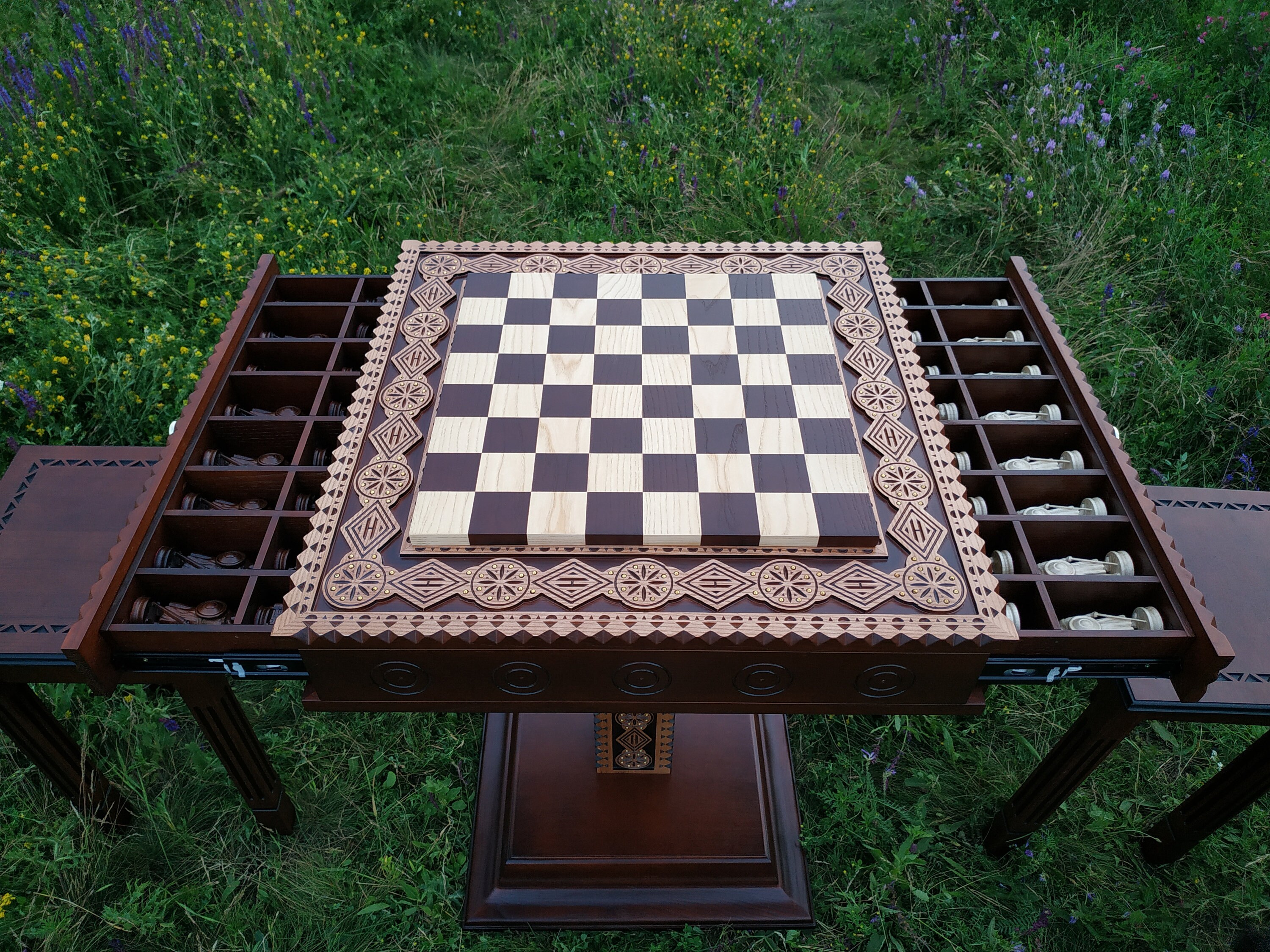 Chess Table Set the Art of a Winner With Storage - Etsy UK