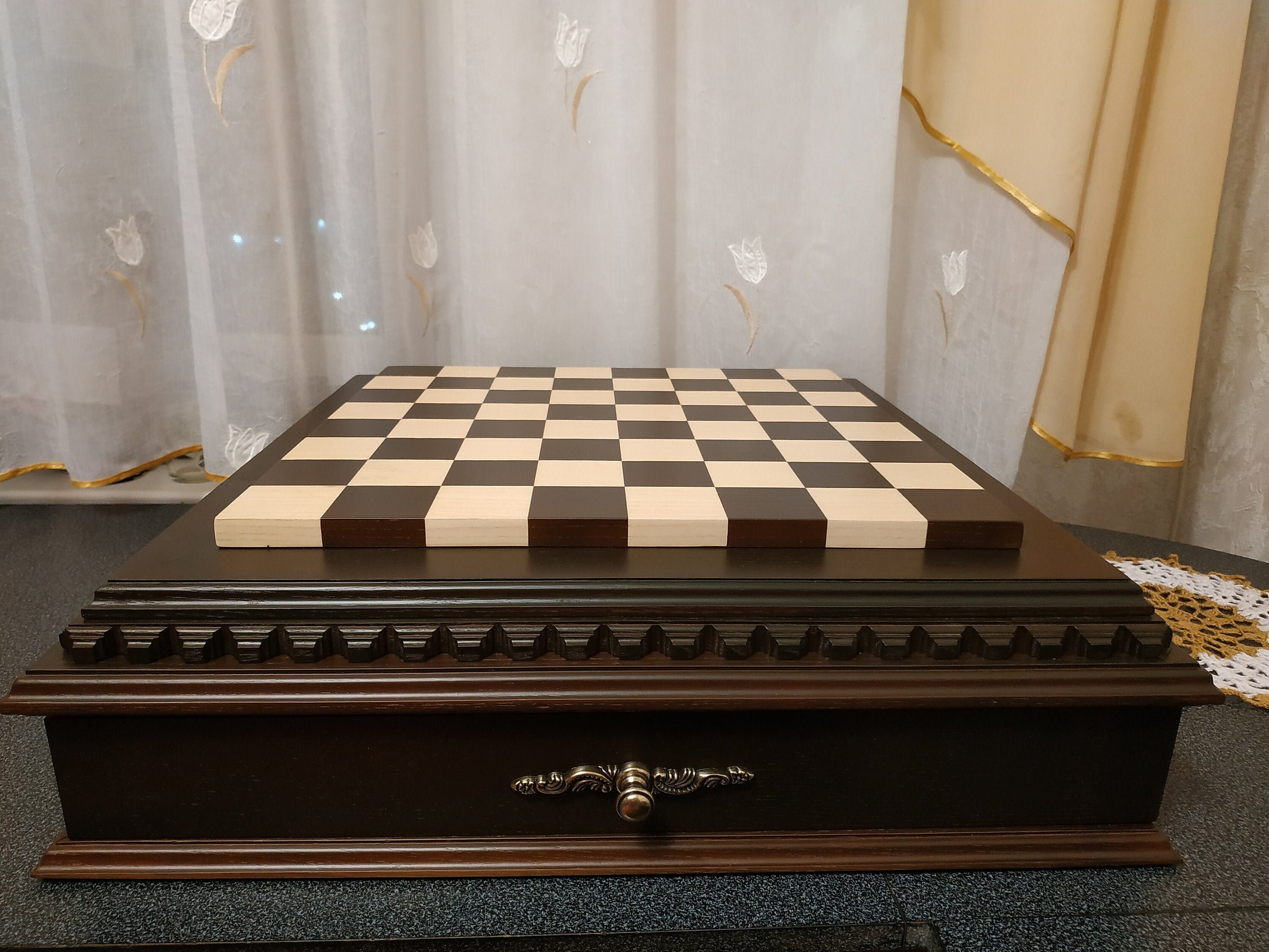 Chess Board royal Classic Two Drawers Wood | Etsy