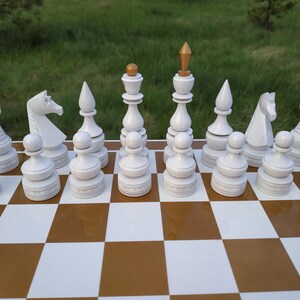 Chess Pieces Gold & White Wooden gloss chess set only | Etsy