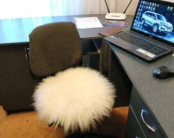 Genuine Sheepskin Seat Chair Stool Pad Mini Rug Carpet Ivory off White ...