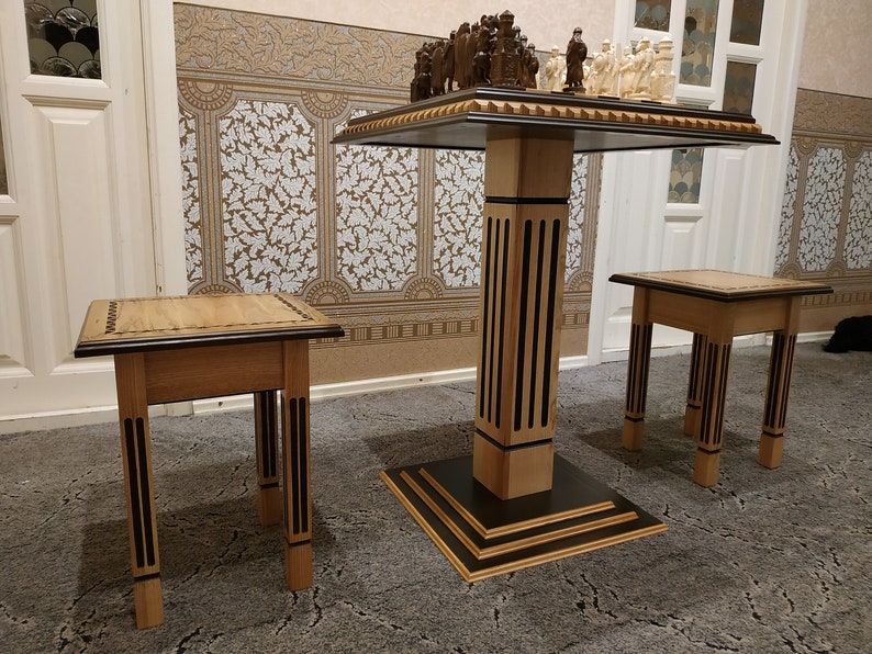 Bright Victory-wooden Table With Stools Chairs Knights Pieces | Etsy