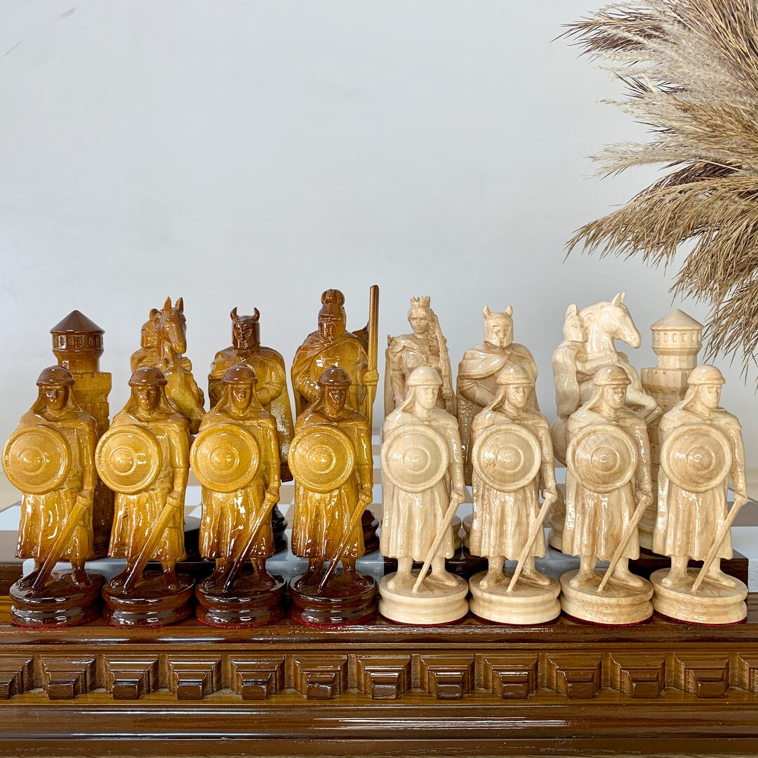Сhess Pieces Knights, Carving, Maple Wood, Only Pieces, Handmade Wooden ...