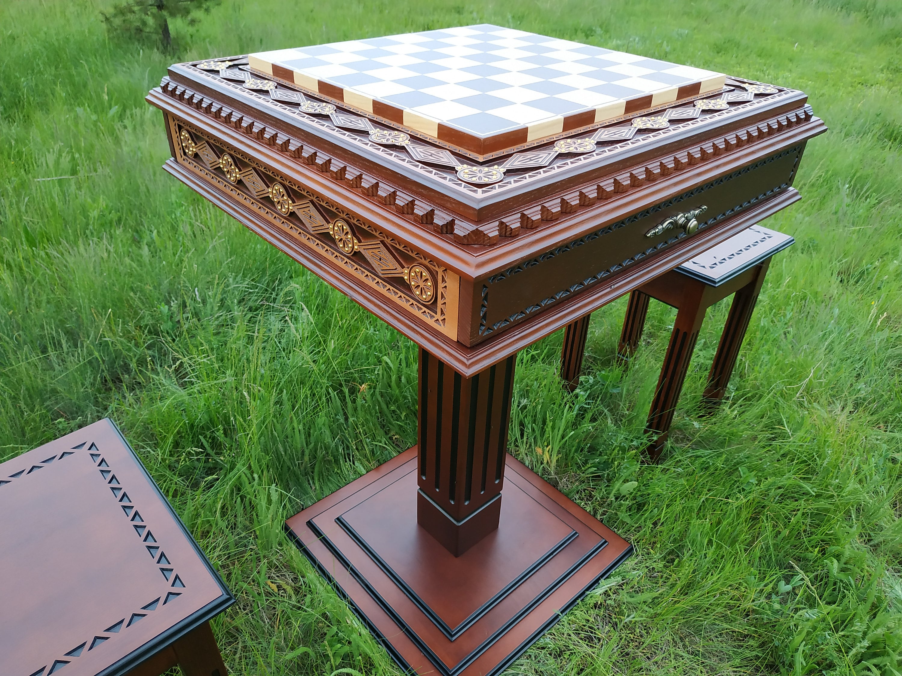 Battle for Kings Wooden chess table storage for piecestwo | Etsy