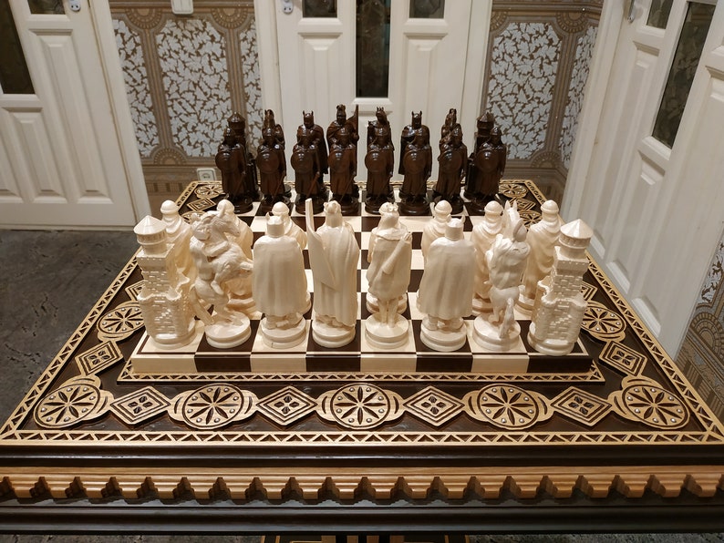 Bright Victory-wooden Table With Stools Chairs Knights Pieces | Etsy