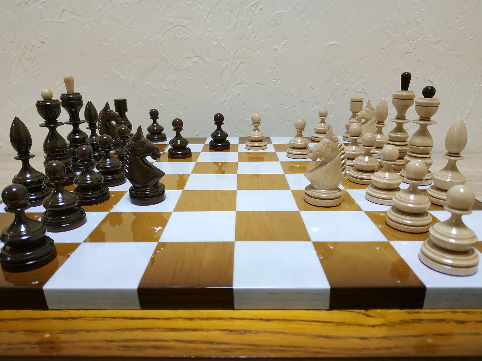 Handmade Ash Wood Chess Set: Maple Chess Pieces, Gloss Varnish - Etsy