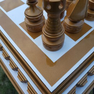 Chess Pieces Gold & White Wooden gloss chess set only | Etsy