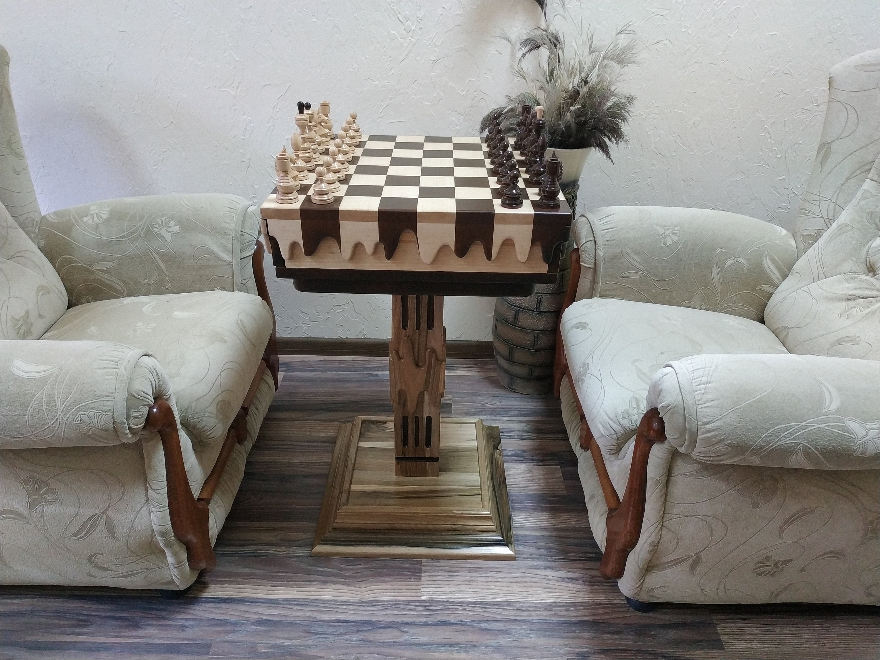 Wooden Chess Set / Table streaks of Power Walnut - Etsy