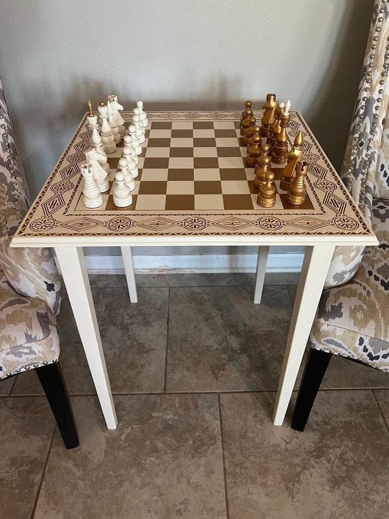 Chess Set Wood in IVORY & GOLD Colors Board/tablechess - Etsy