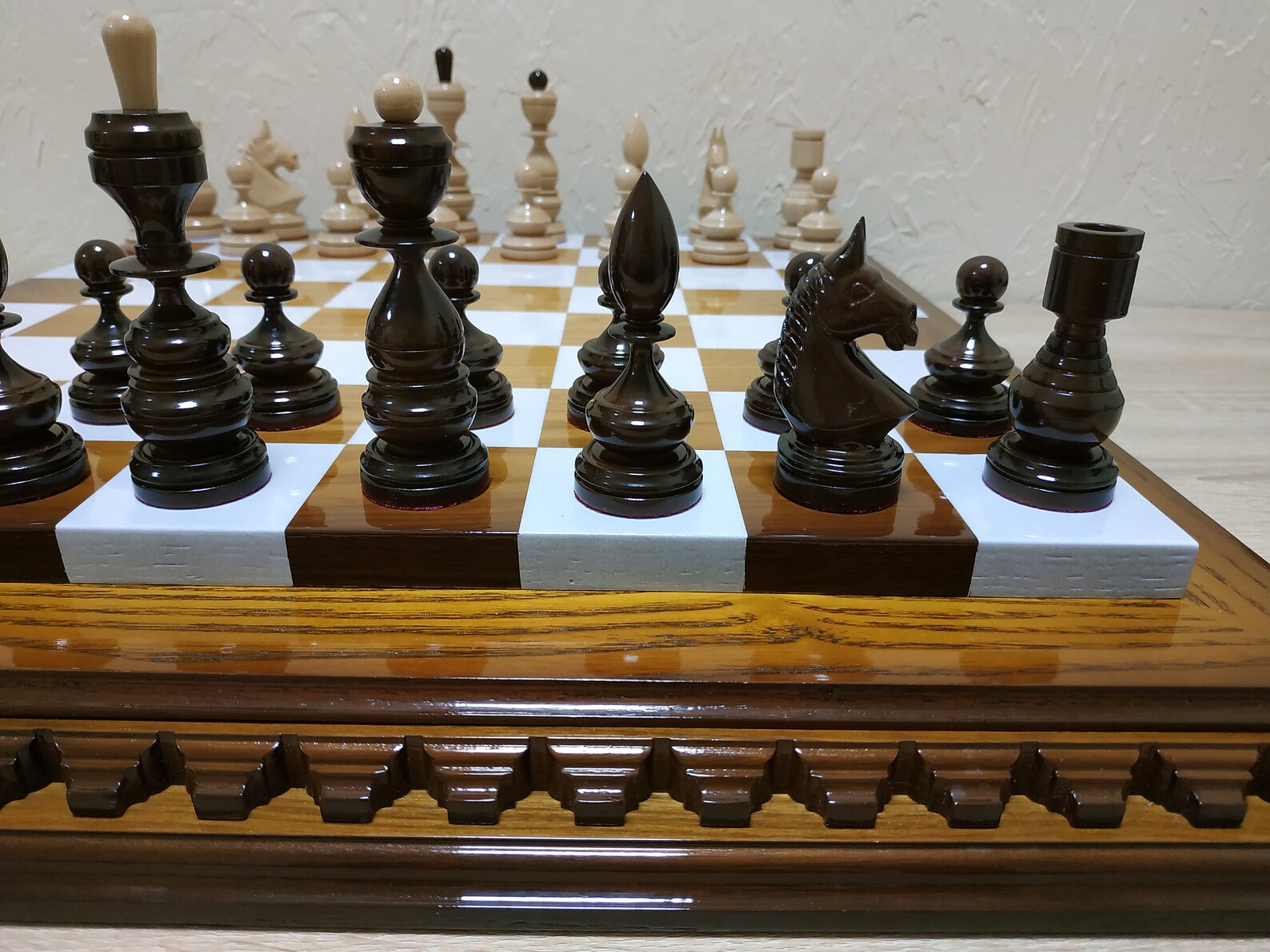 Wooden Chess Set Chess Board Wood Chess Pieces Wood Carving - Etsy