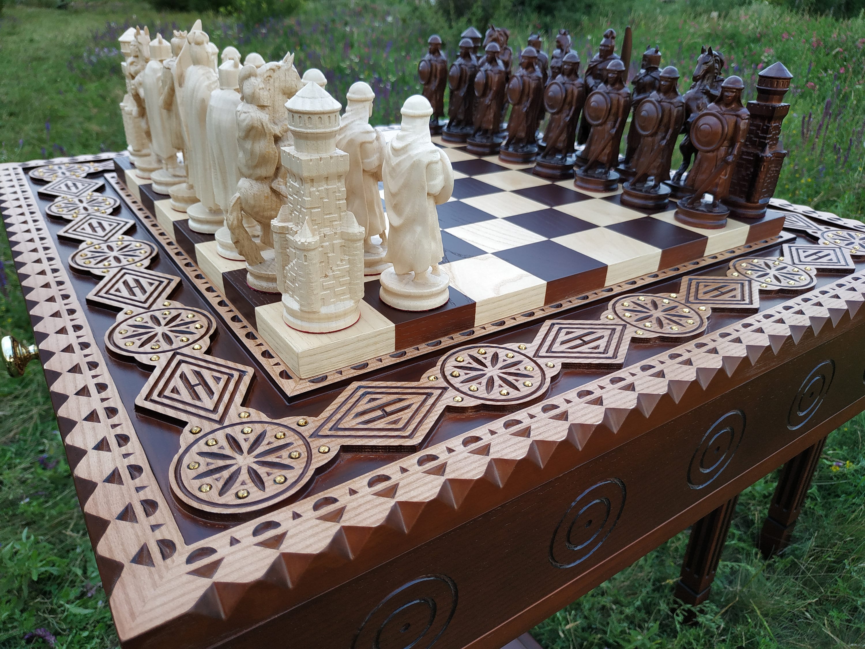 Chess Table Set the Art of a Winner With Storage - Etsy UK