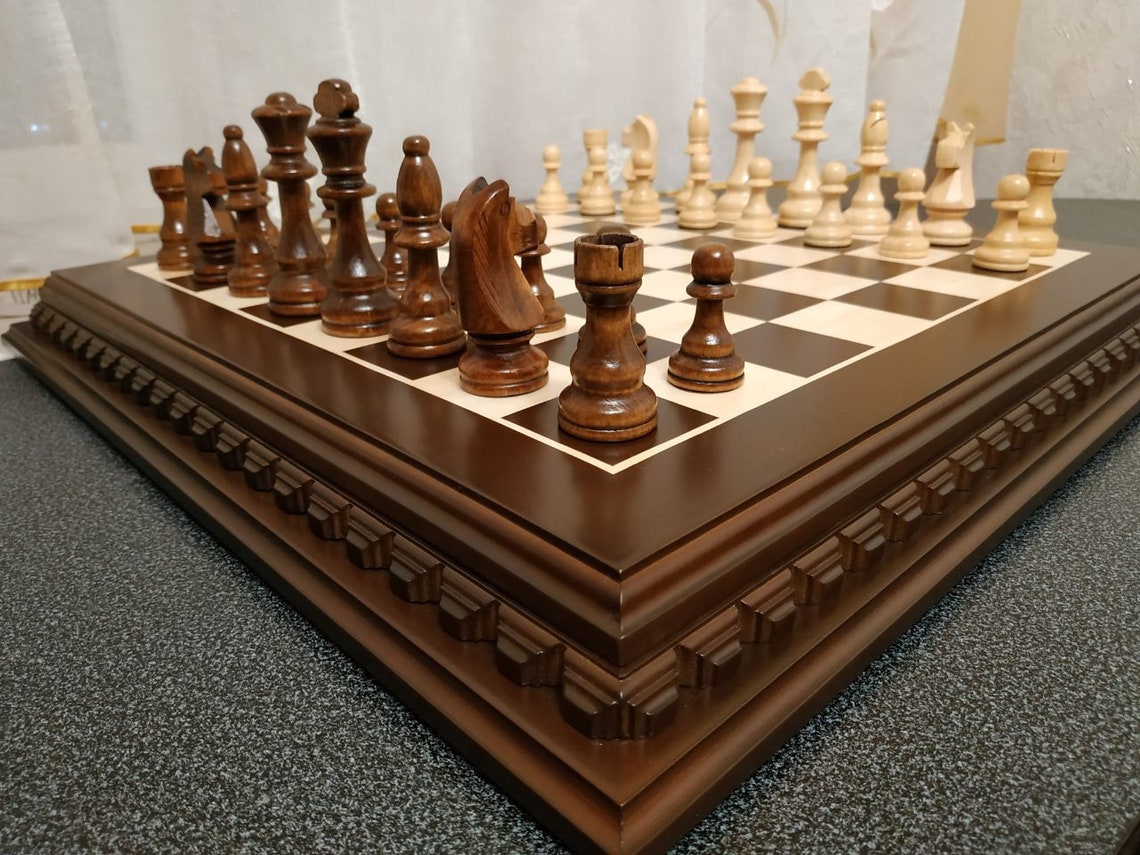 Wooden Chess Set Chess Board Pieces Wood Carving Handmade - Etsy