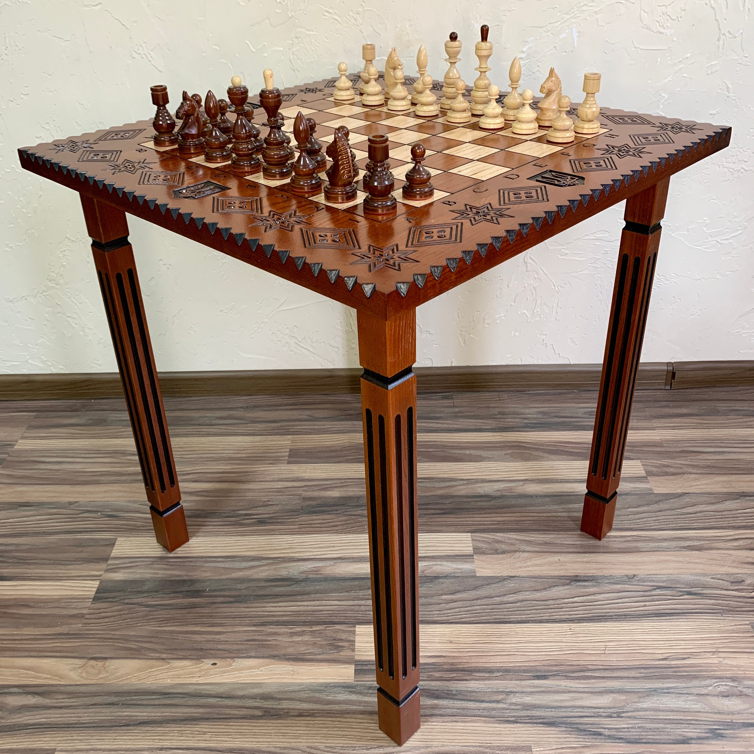 Ash Wood Chess Set: Star of Life Table & Classic Pieces - Etsy