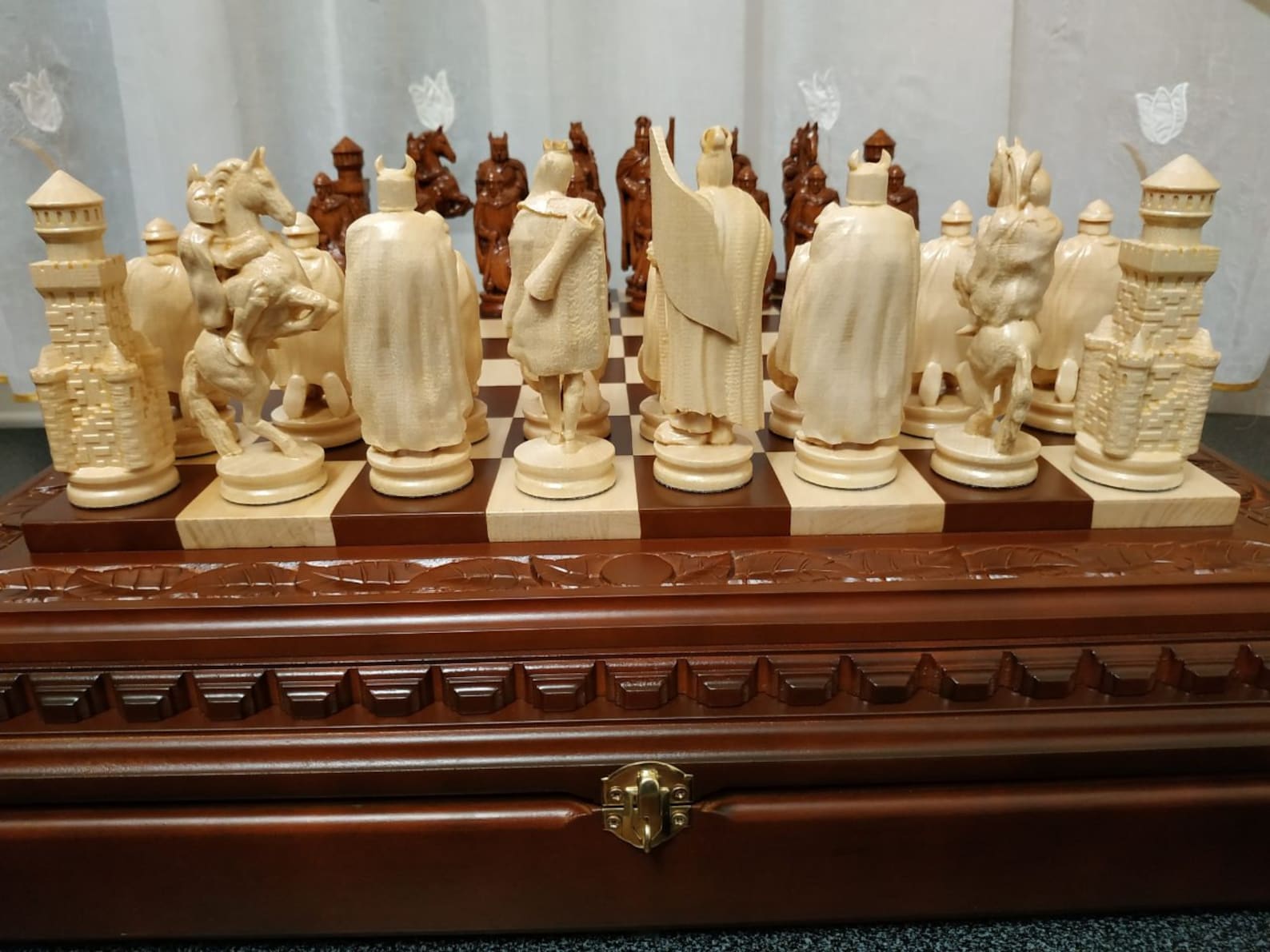 Wooden Chess Set knights Board With Storage for - Etsy