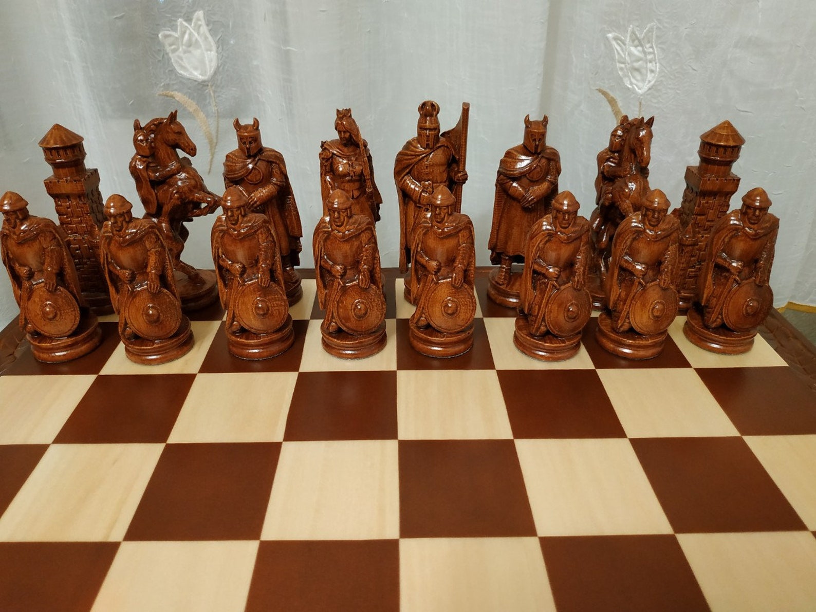 Wooden Chess Set knights Board With Storage for - Etsy