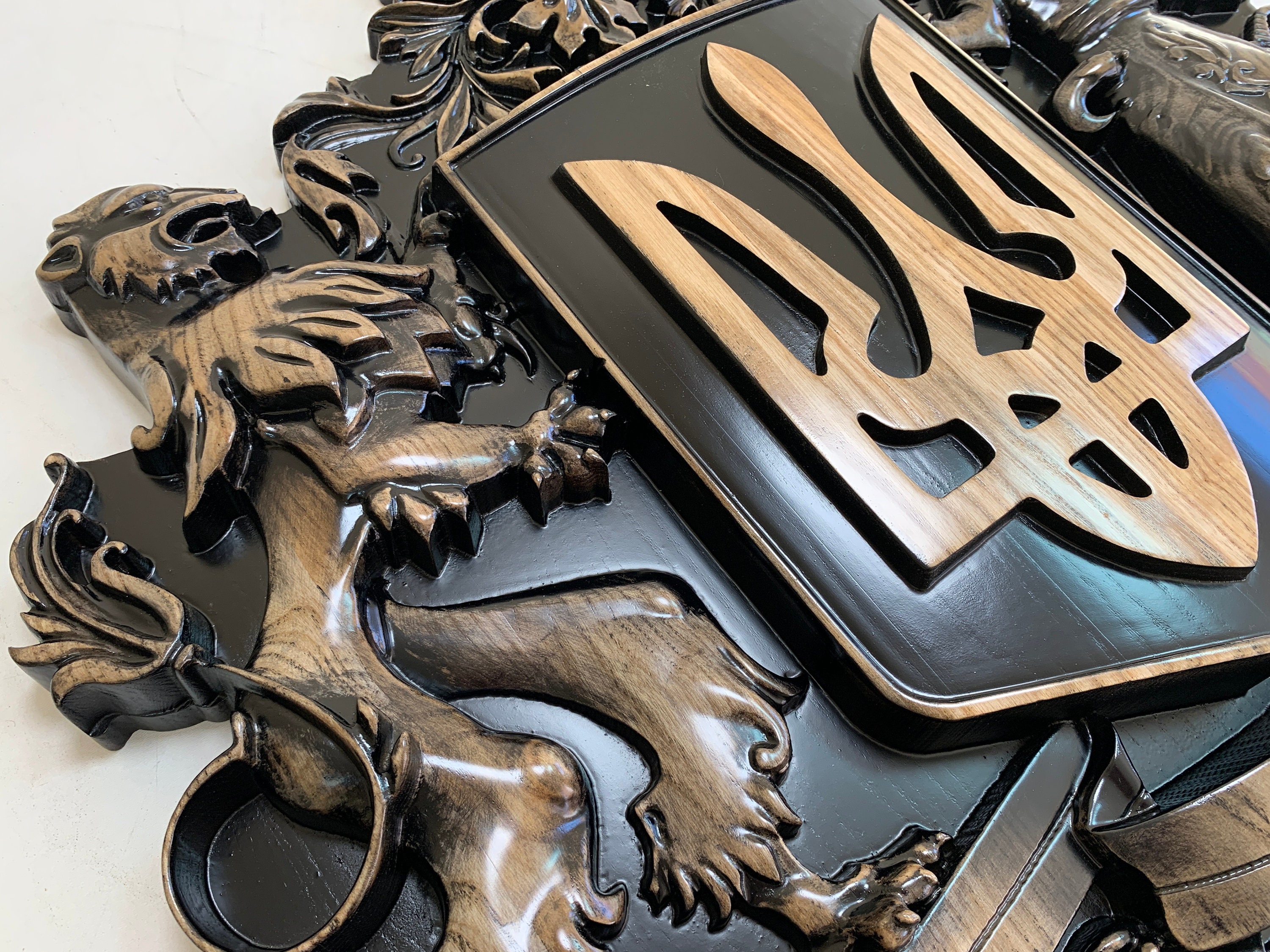 Wooden Wall Decor Coat of Arms of Ukraine - Symbols of Ukraine, LARGE ...