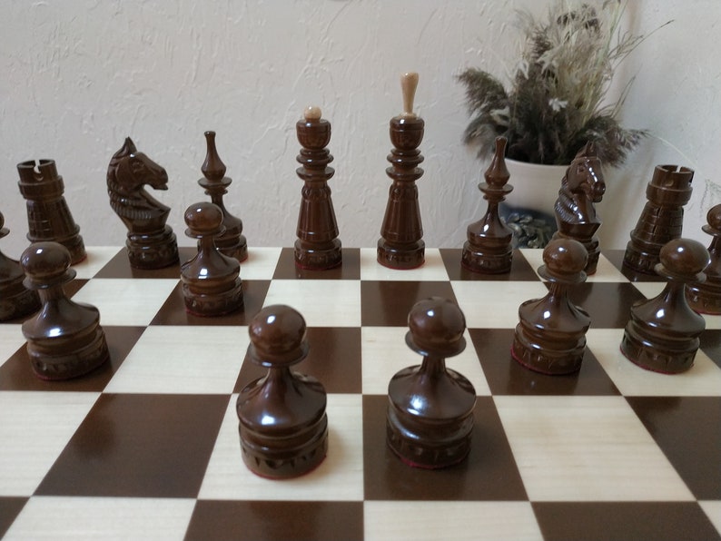 Handcrafted Walnut & Maple Chess Table Set: Classik Luxe Pieces - Etsy