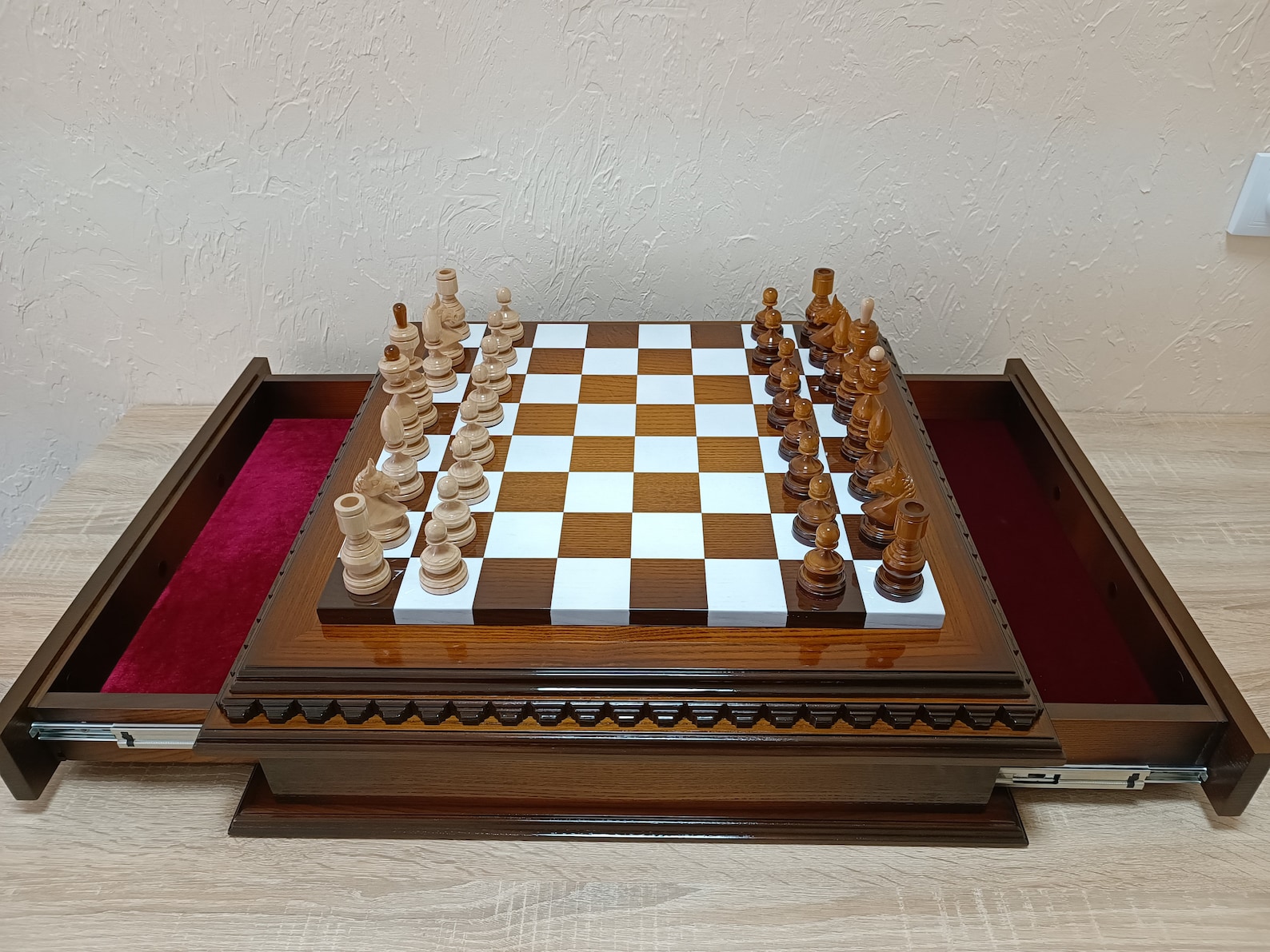 Chess Set Board With 2 Drawers for Storage Chess Pieces - Etsy