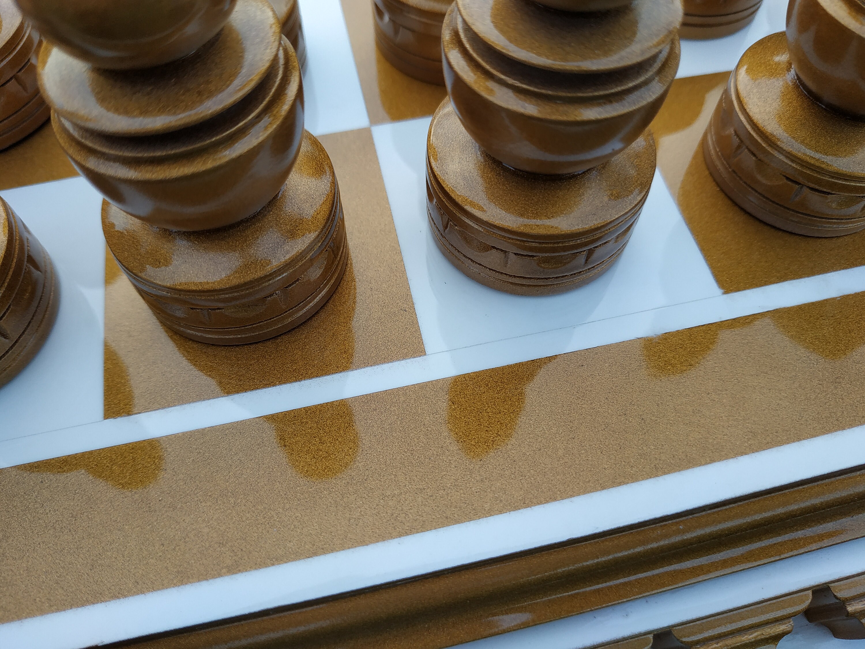 Chess Pieces Gold & White Wooden gloss chess set only | Etsy