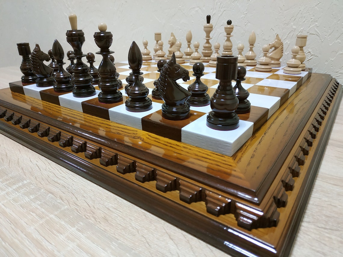 Wooden Chess Set Chess Board Wood Chess Pieces Wood Carving - Etsy