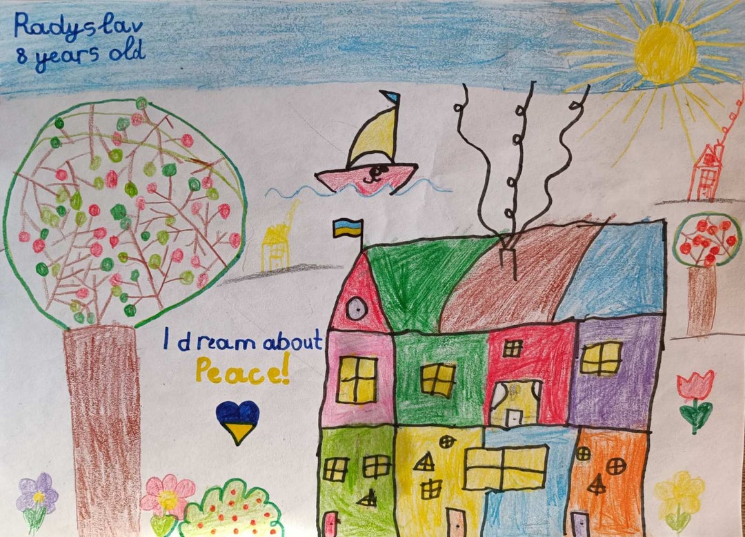Children's Drawings From Ukraine. Stop War in Ukraine. Ukrainian Art ...