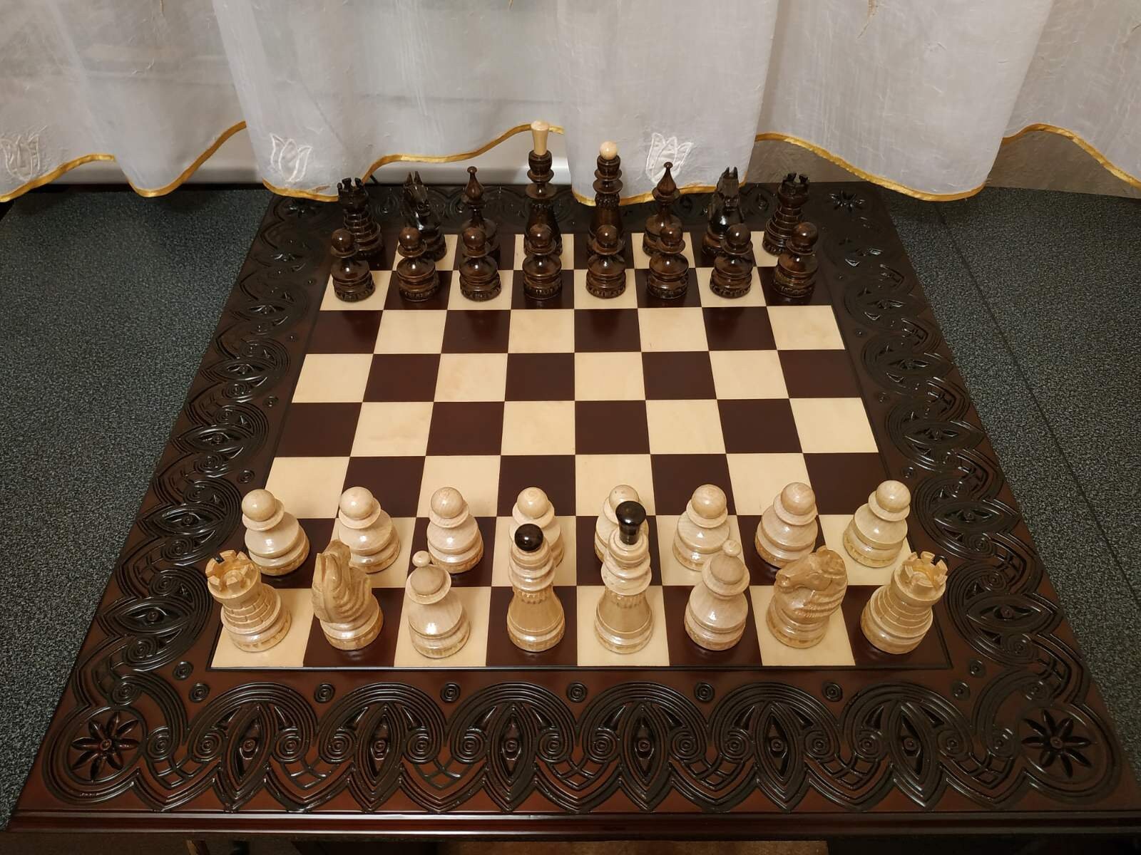 Chess set board wooden classical pieces wood carving handmade | Etsy