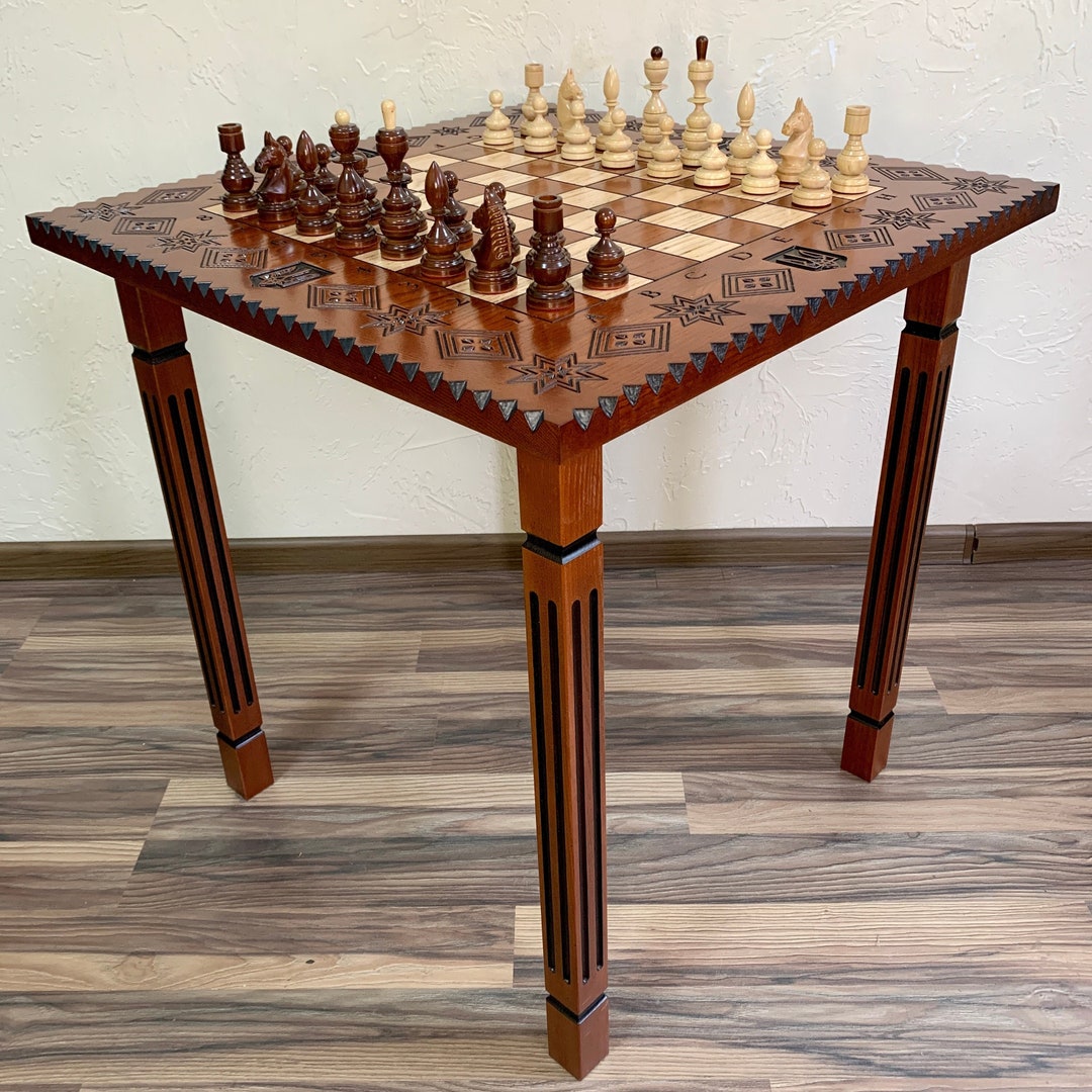Wooden Set: Classic Pieces Chess Table star of - Etsy
