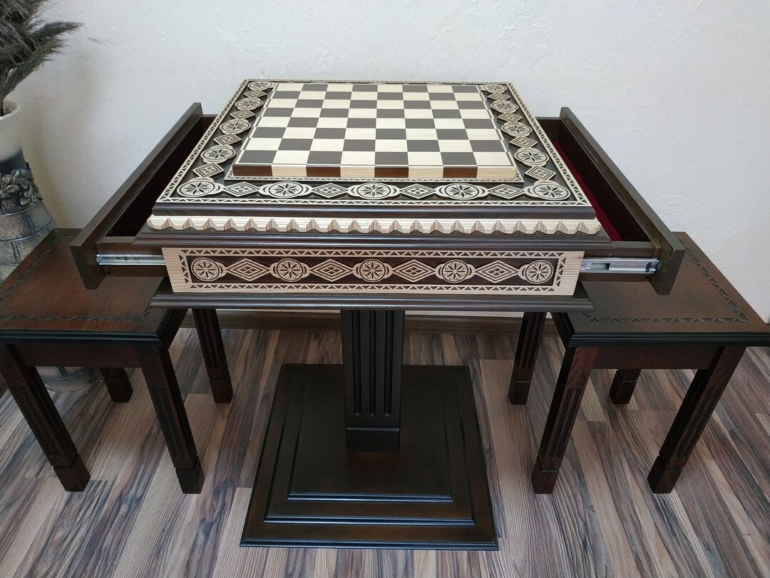Wooden Chess Table "bright Victory" Dark Color , With Two Storage for ...