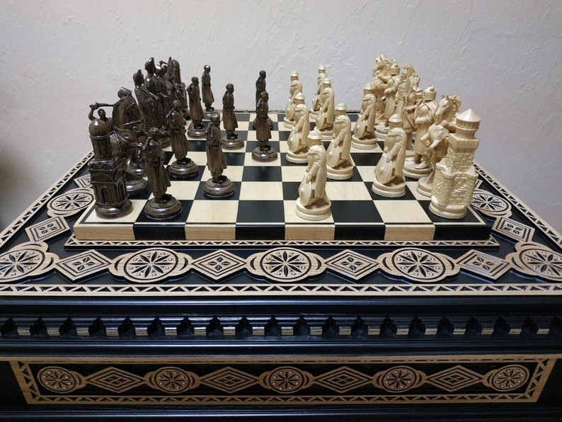 Wooden Chess Table bright Victory in Black - Etsy