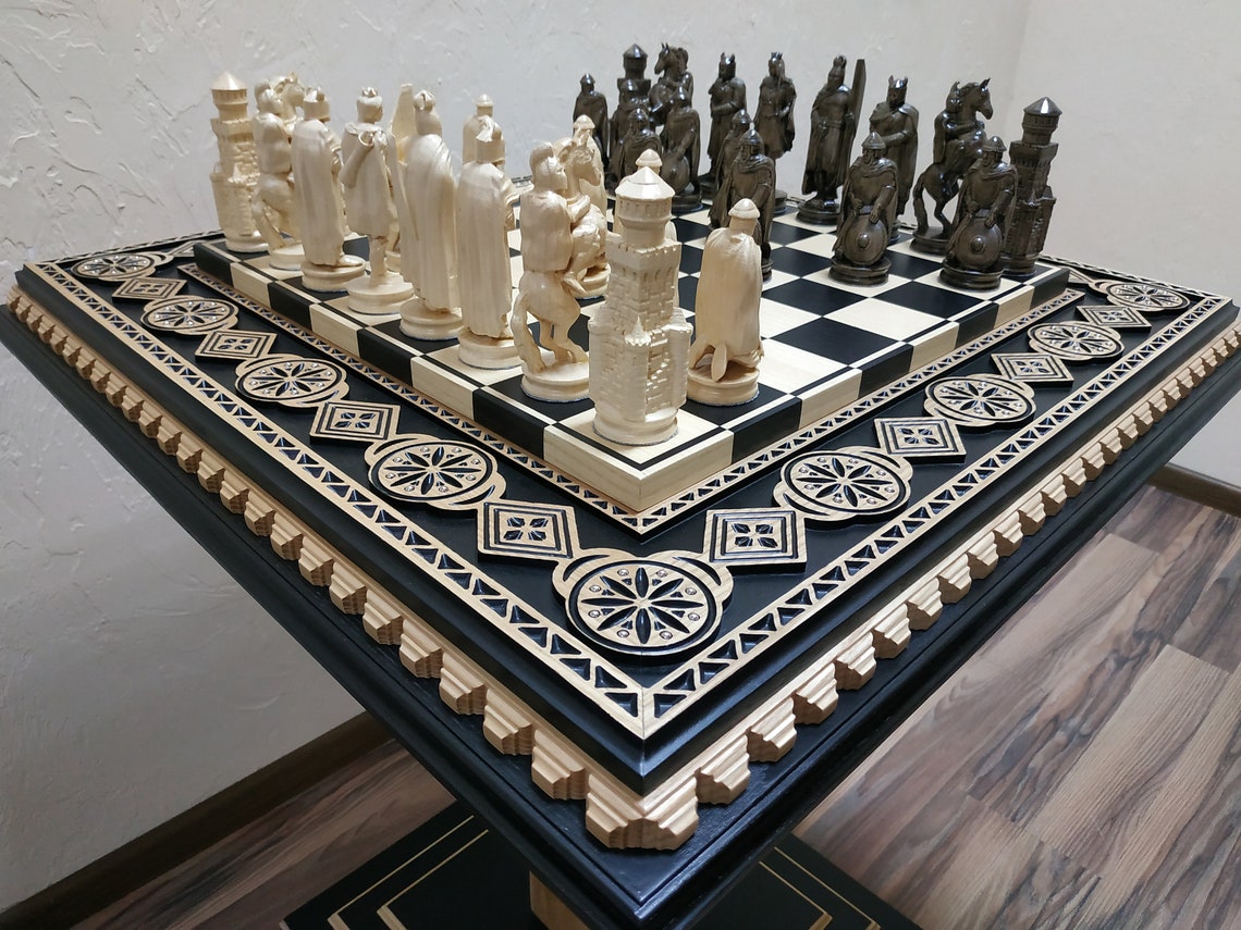 Chess Set bright Victory Black & Natural Wooden - Etsy