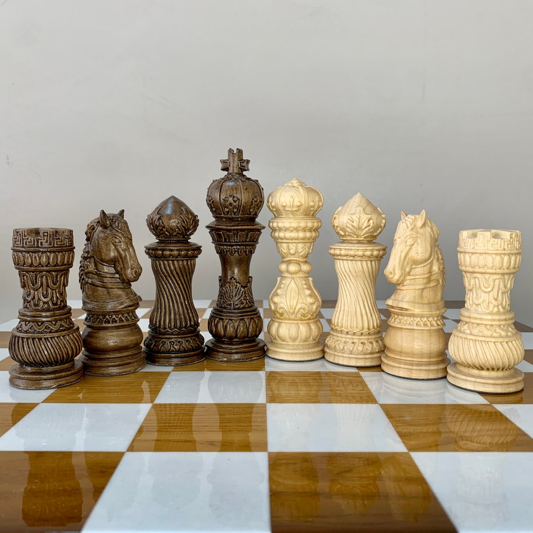 Handmade Ash Wood Chess Pieces: Elegant Classic Carved Design - Etsy