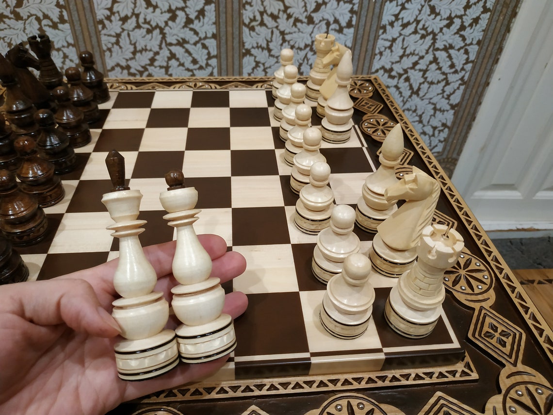 Handmade Ash Maple Wooden Chess Set, Beaded Inlay, Personalized Gift - Etsy