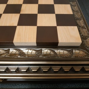 Handmade Ash Wood Chess Board: Gold Foliage Carved Design - Etsy